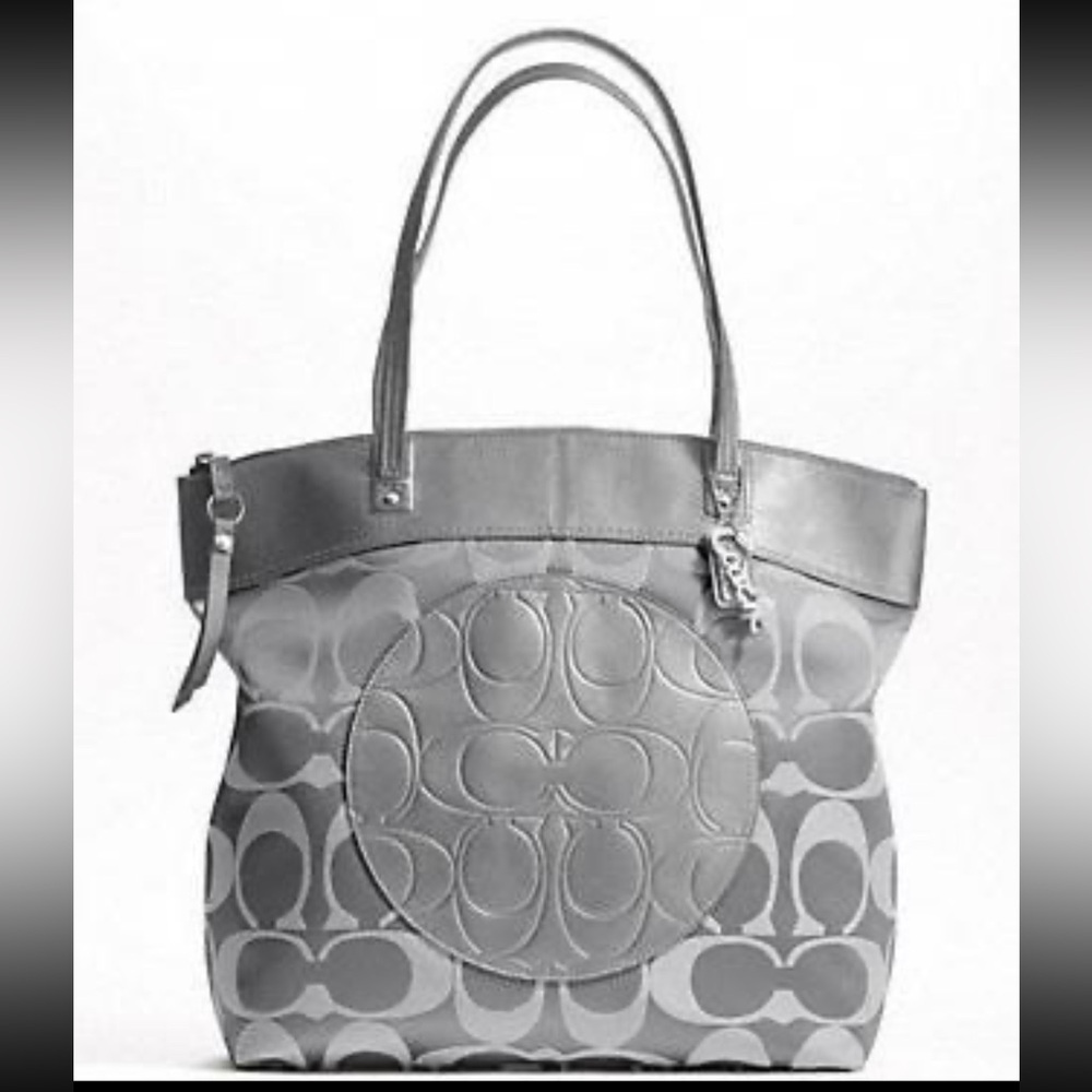 Coach Laura Signature Grey Tote/ Shoulder Bag - Gem